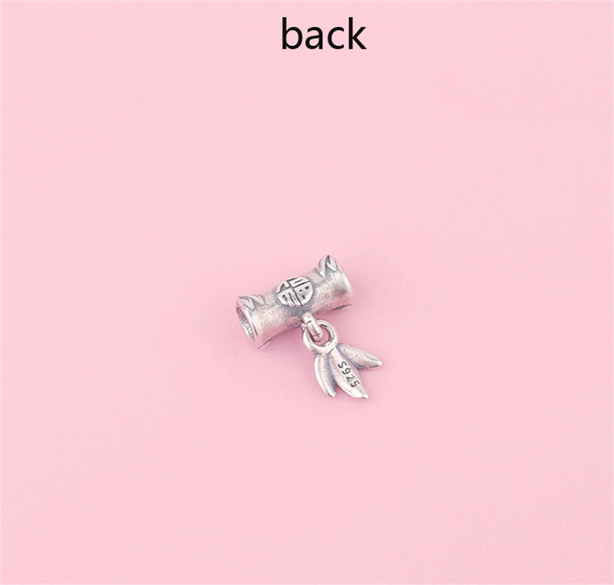Sterling Silver "fu" Bamboo Leaf Curve Tube Beads, Ethnic Bead ...