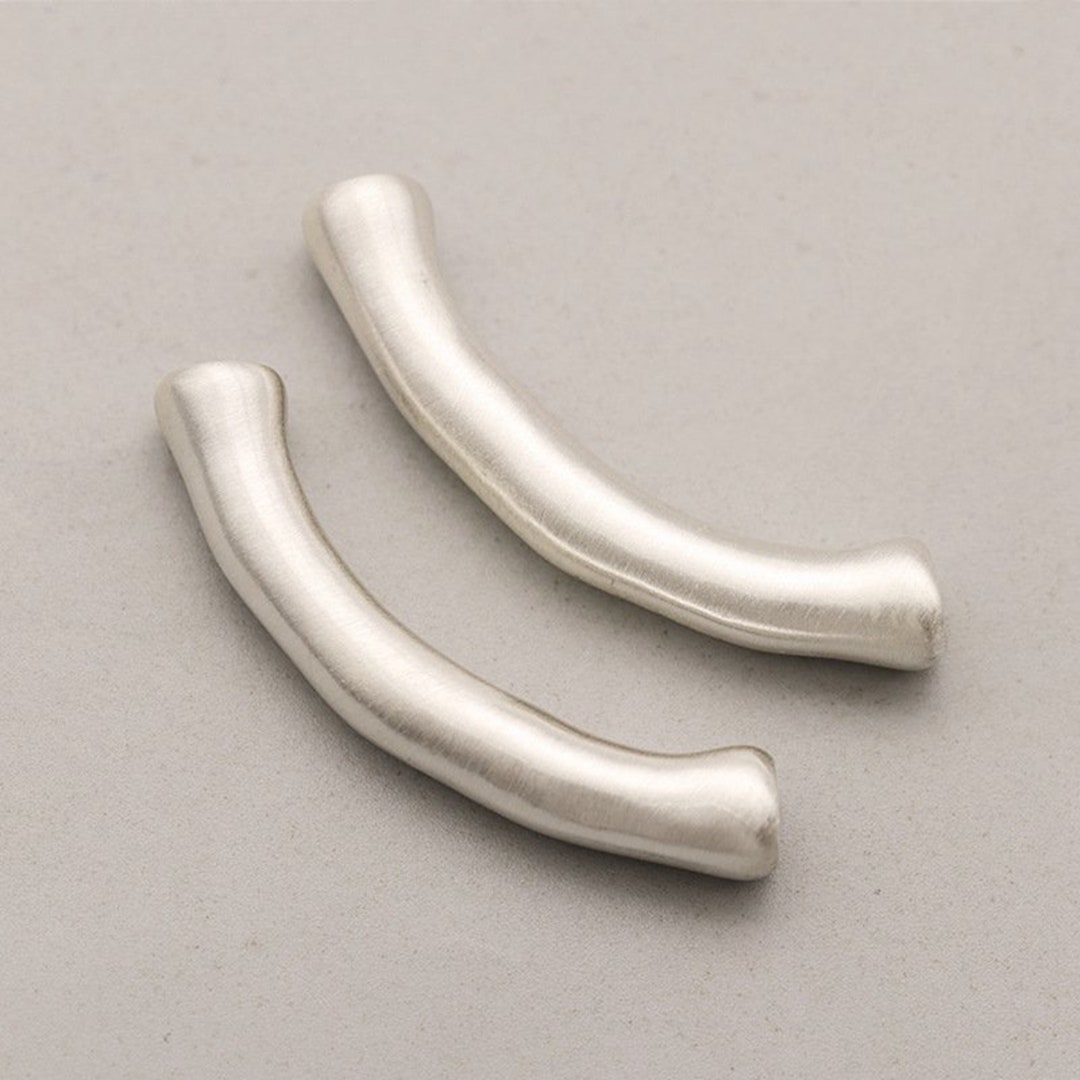 Sterling Silver Bone Tube Beads, Curve Tube Bead, Noodle Tube Bead ...