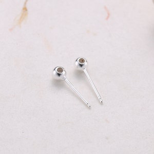 Sterling Silver Silicone Ear Posts, S925 Silver Ball Post Earring 3mm ...