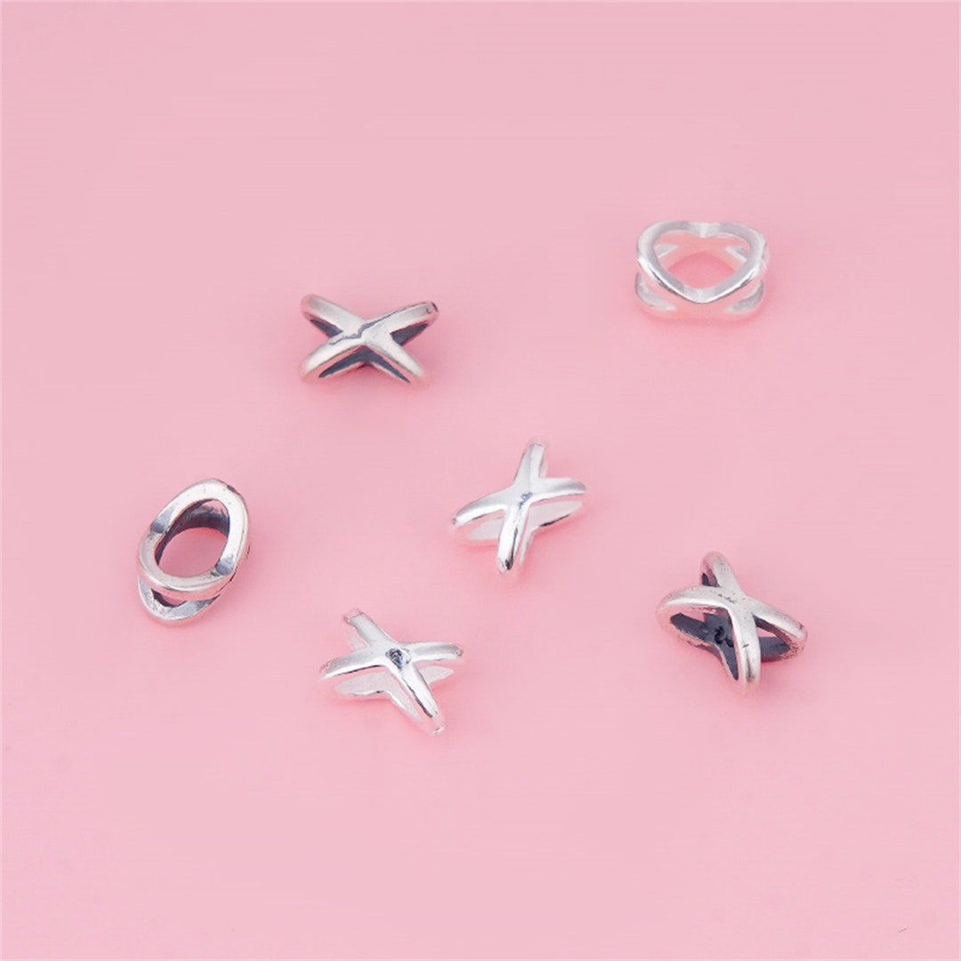 Sterling Silver Letter X Beads, Cross Beads, Alphabet Bead, Boho Bead ...