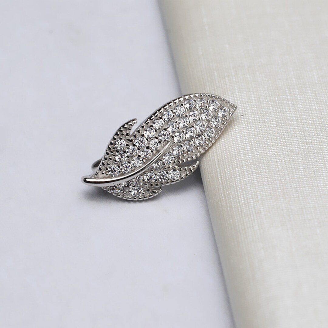 Sterling Silver CZ Zircon Leaf Clasps, S925 Silver Leaf Clasp for ...