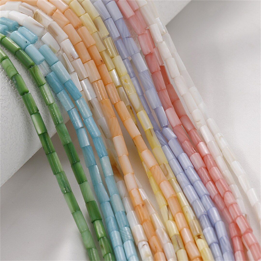 Natural Shell Tube Bead, Cylinder Tube Bead, Colorful Bead, Gemstone ...