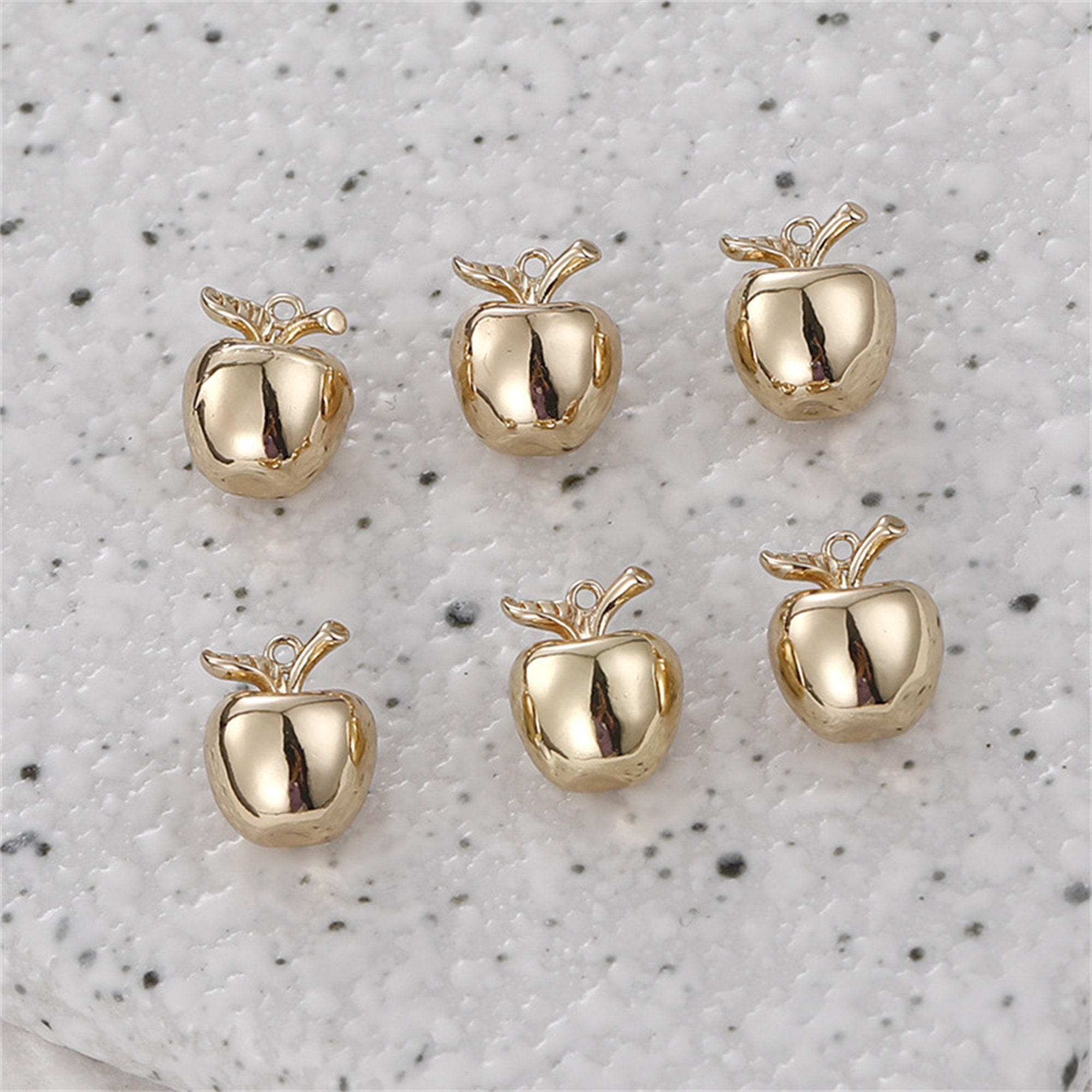 14K Gold Plated Apple Charm Pendant, Sweet Bracelet, Juicy Necklace ...