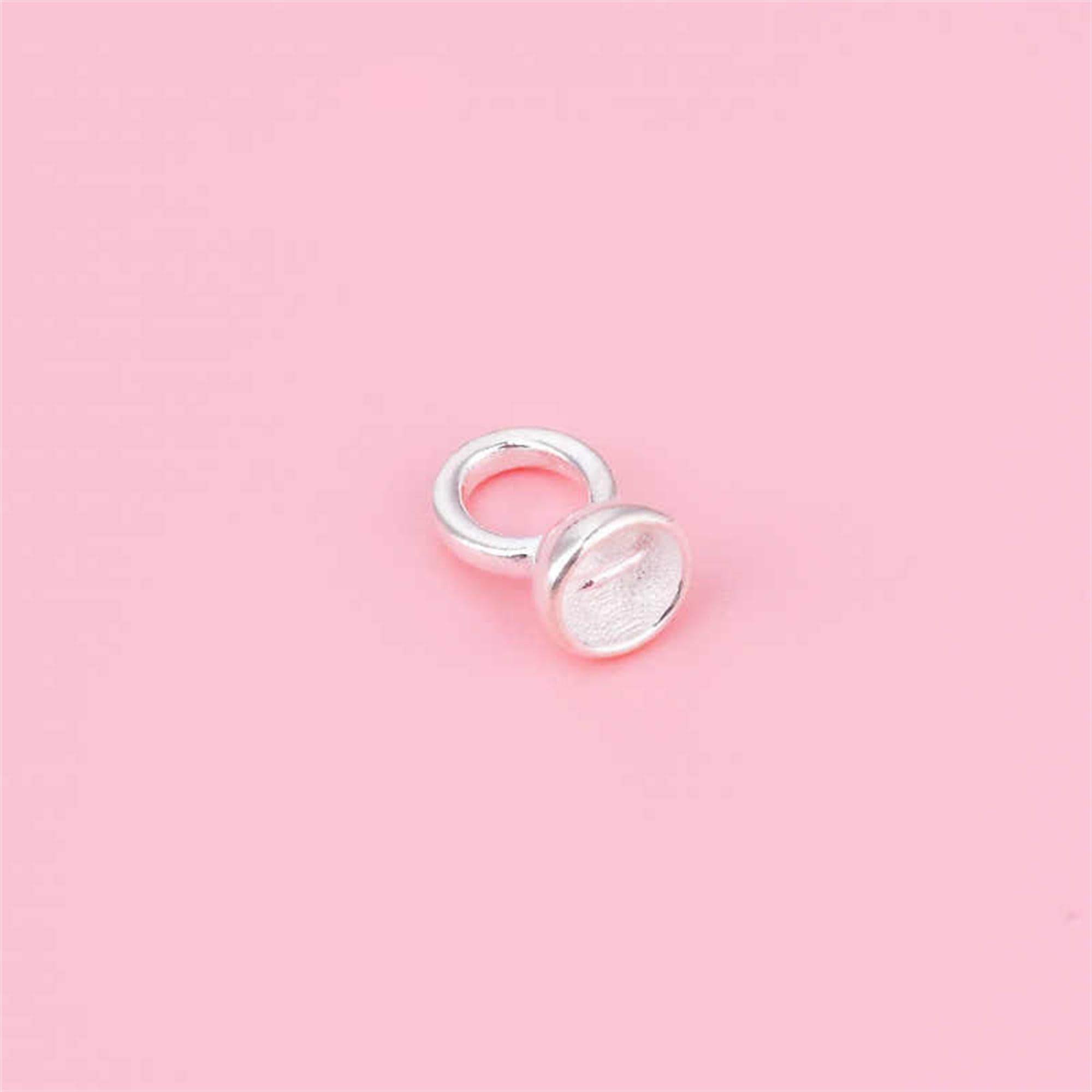 Sterling Silver Cord End Cap With Loop,s925 Silver Bead End Cap,round ...