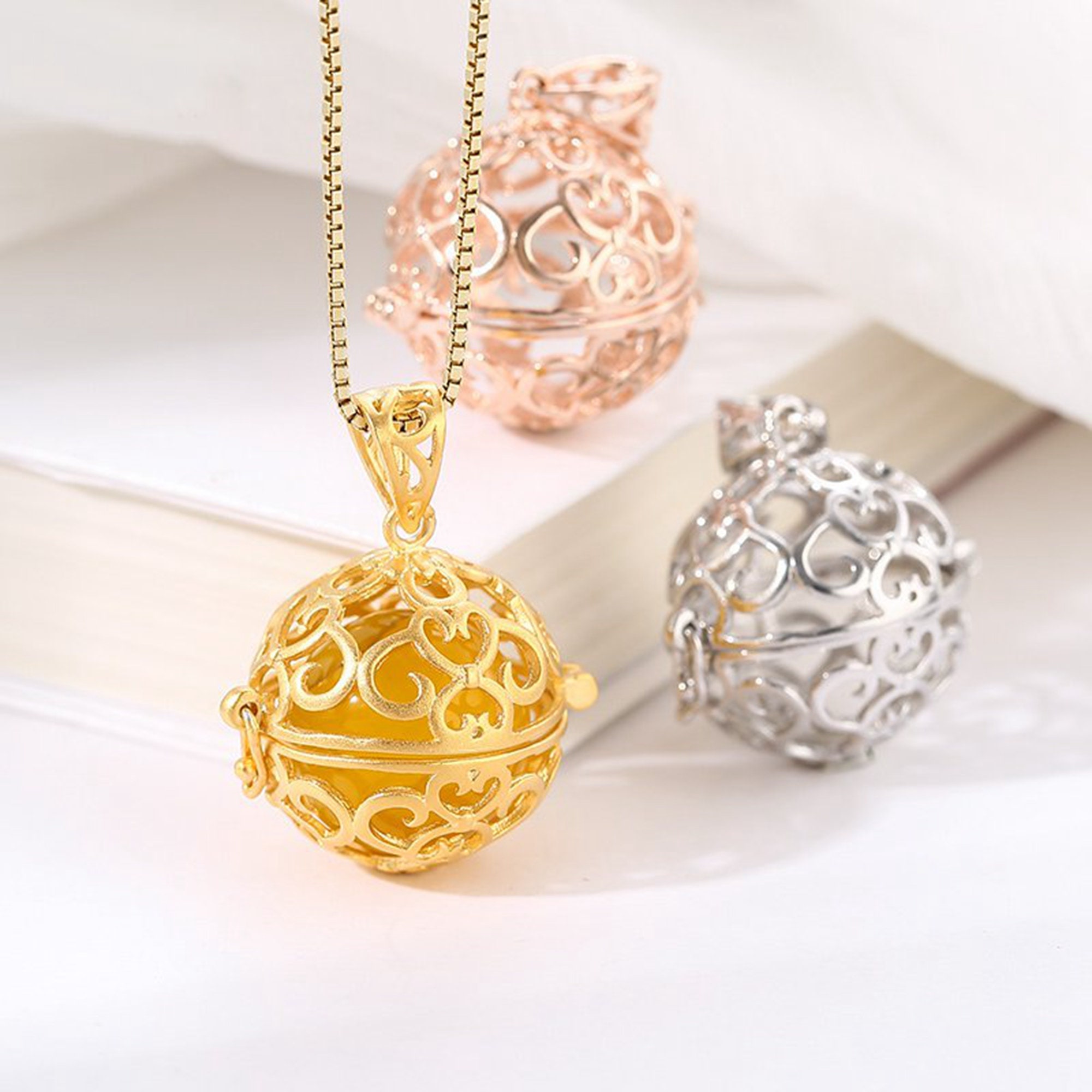Sterling Silver Ball Locket Charm, S925 Silver Sachet Ball Locket Charm ...