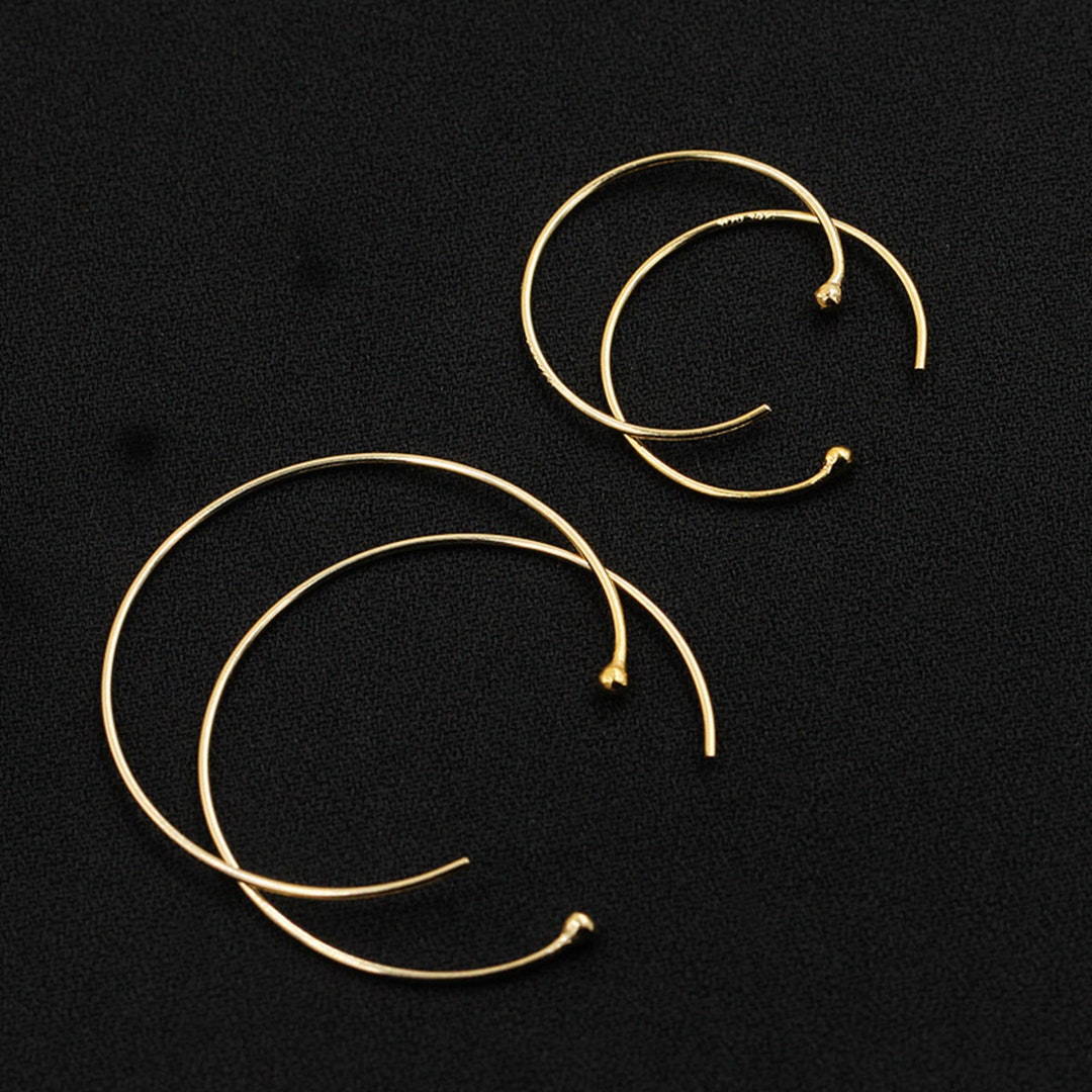 14K Gold Filled Circle Ear Wires With Ball Bead End, Gold Filled Round ...