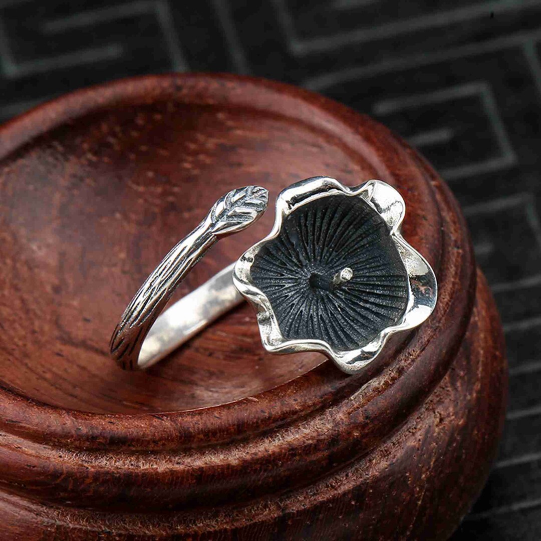 Sterling Silver Lotus Ring Setting, S925 Silver Ring Setting, Sterling ...