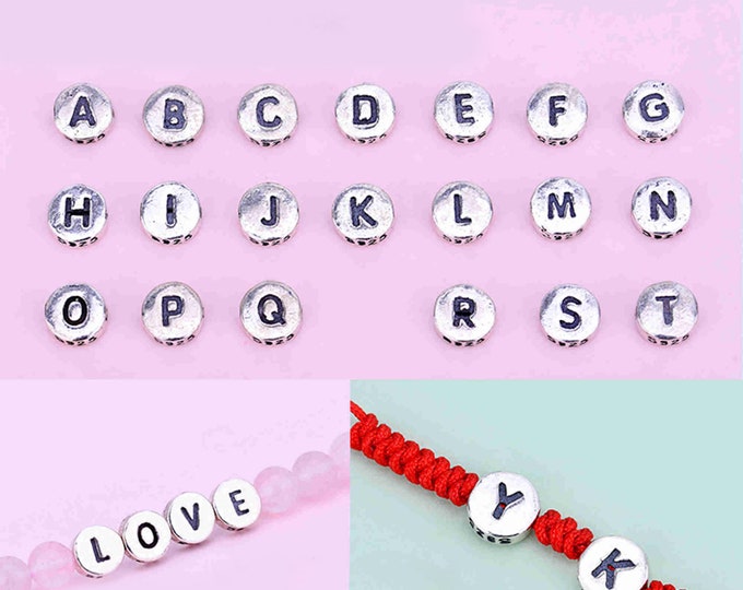 Sterling Silver Letter Beads Sterling Silver Alphabet Round - Etsy