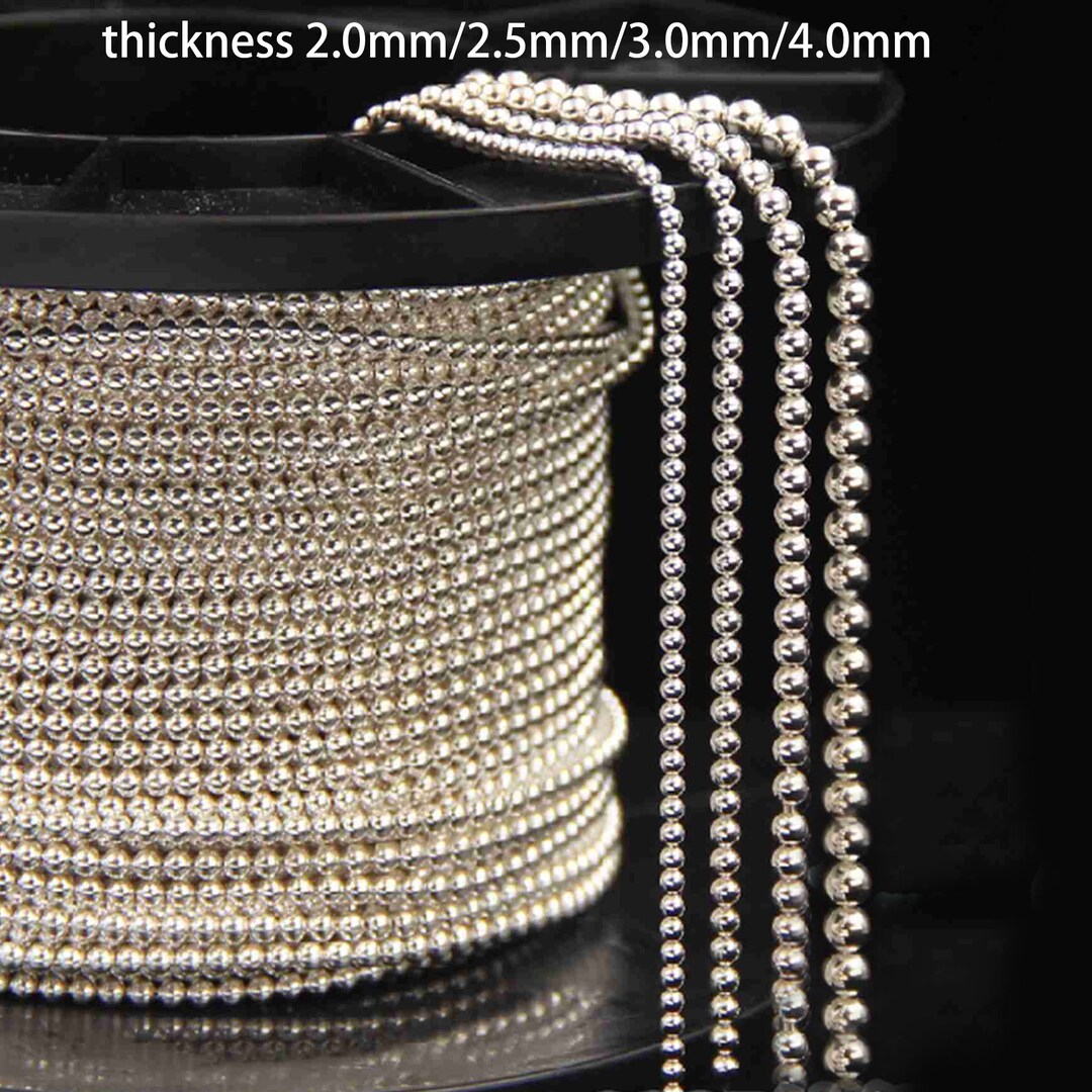 Sterling Silver Ball Chain, S925 Silver Ball Chain for Jewelry Making ...