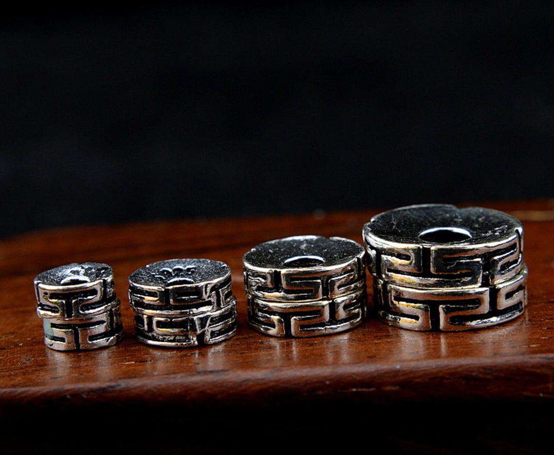 Sterling Greek Key Beads, Meander Bead,greek Pattern Bead,greek Fret ...