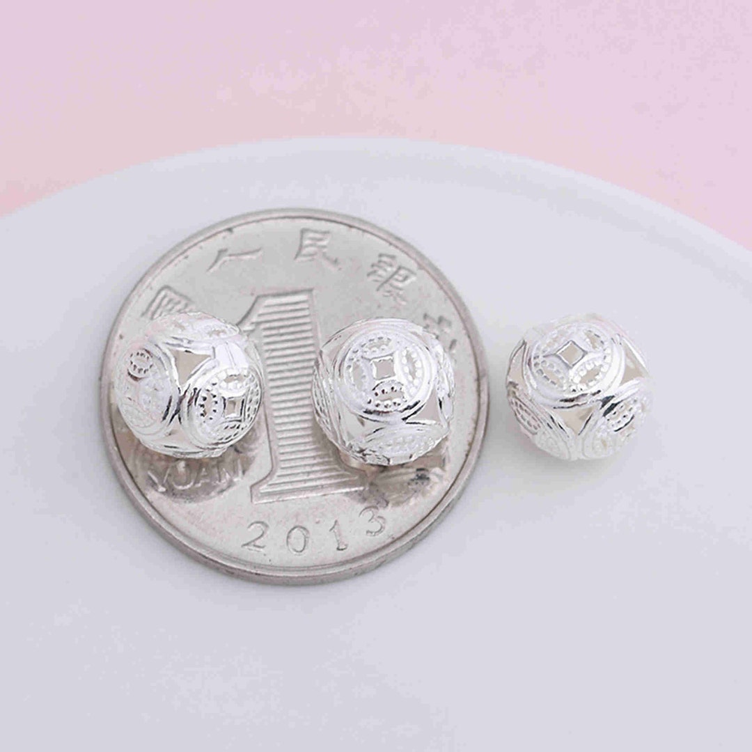 Sterling Silver Round Coin Beads, Currency Bead, Money Bead, Wealth ...