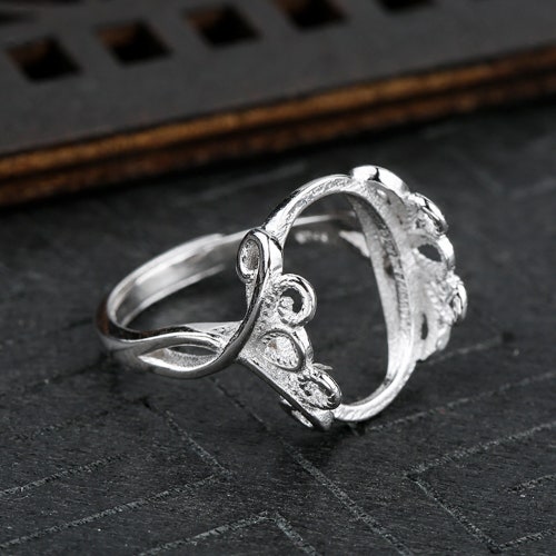 Sterling Silver Ring Setting S925 Silver Oval Bezel Cup - Etsy