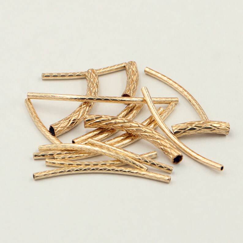 14K Gold Filled Quilted Curve Tubes, Gold Filled Curve Tube Beads ...