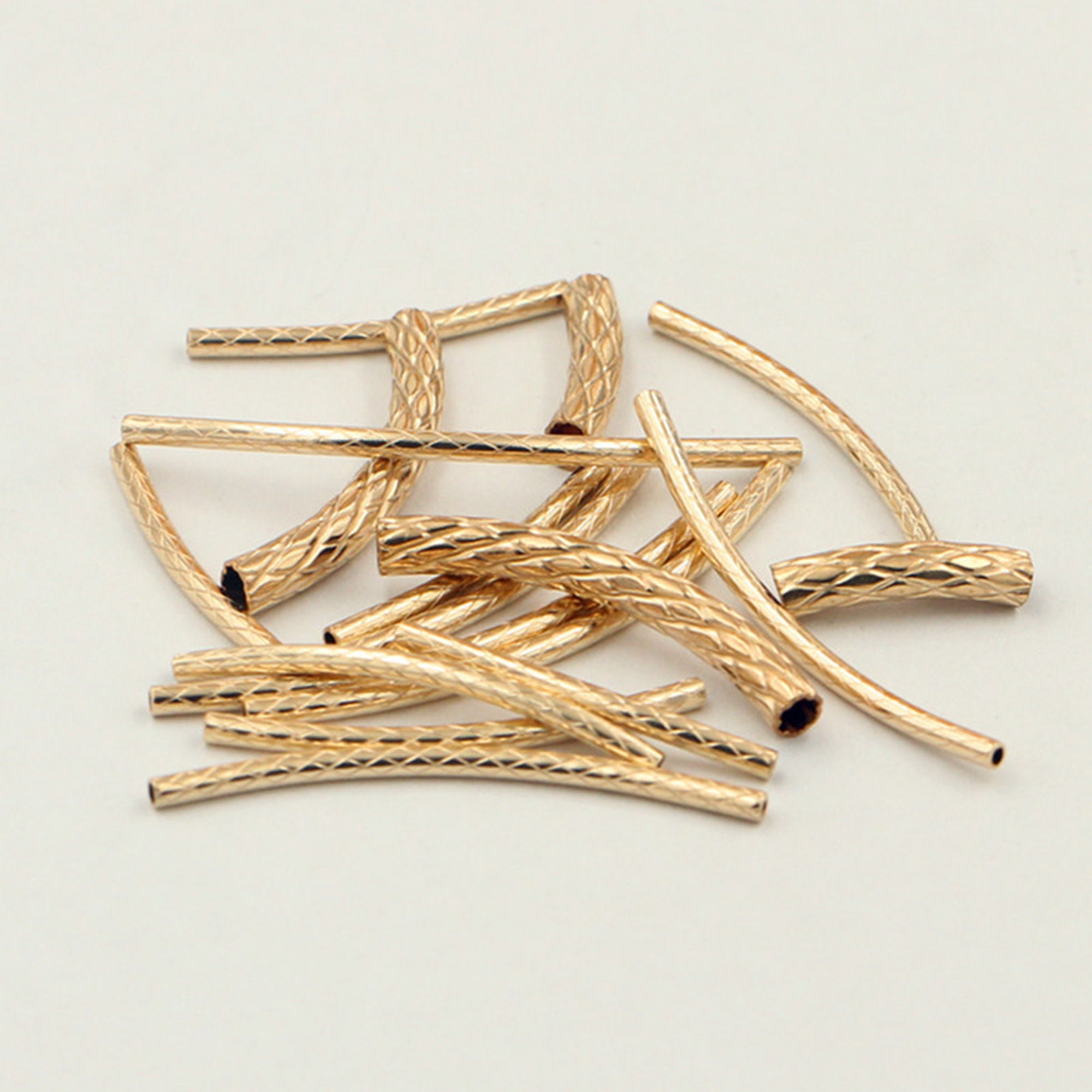 14K Gold Filled Quilted Curve Tubes Gold Filled Curve Tube - Etsy