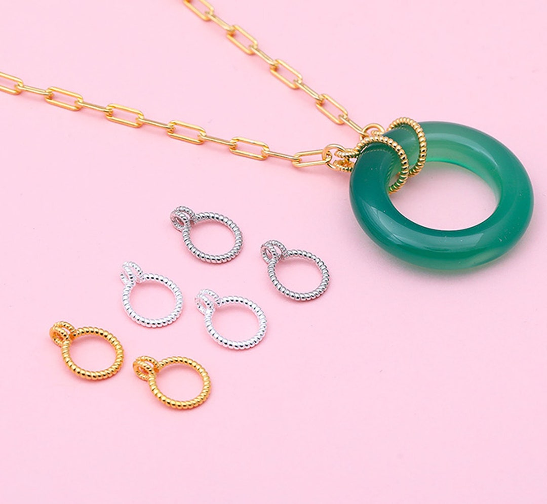 Sterling Silver Open Jump Ring Pinch Bails, S925 Silver Twist Charm Pinch Bail for Jewelry ...