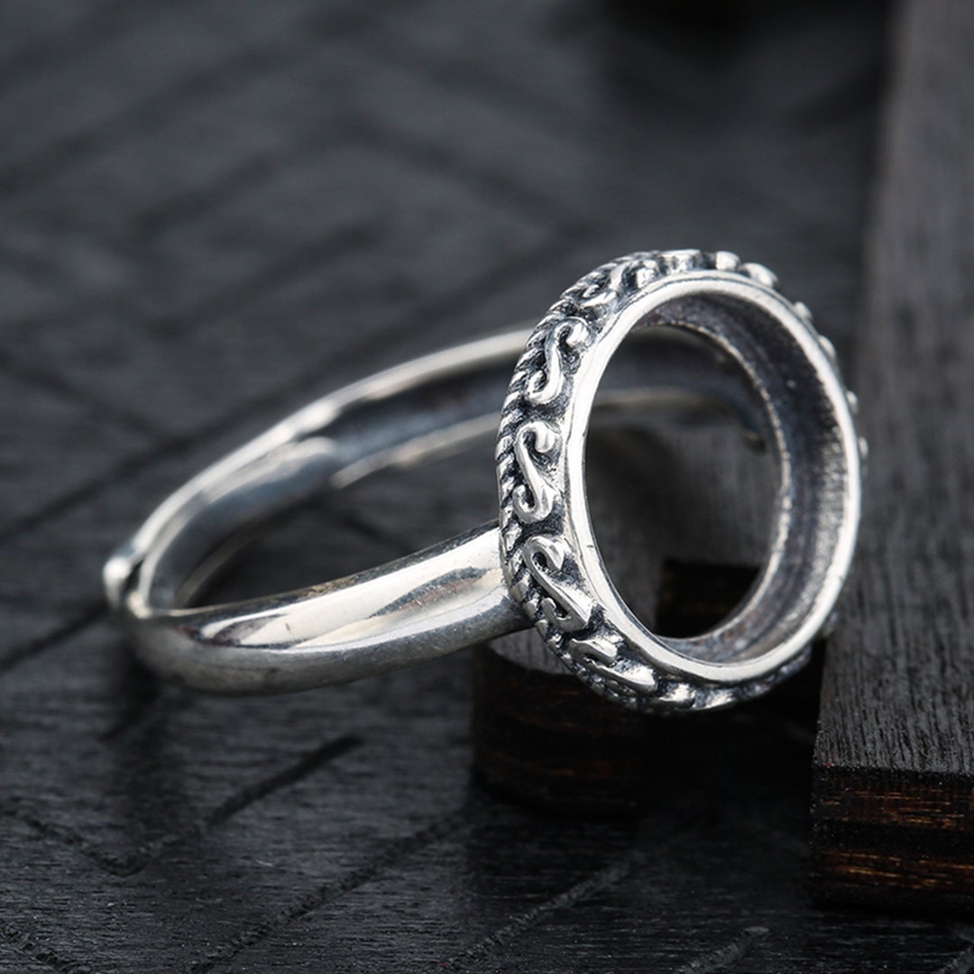 Sterling Silver Ring Setting, S925 Silver Round Bezel Cup Setting ...