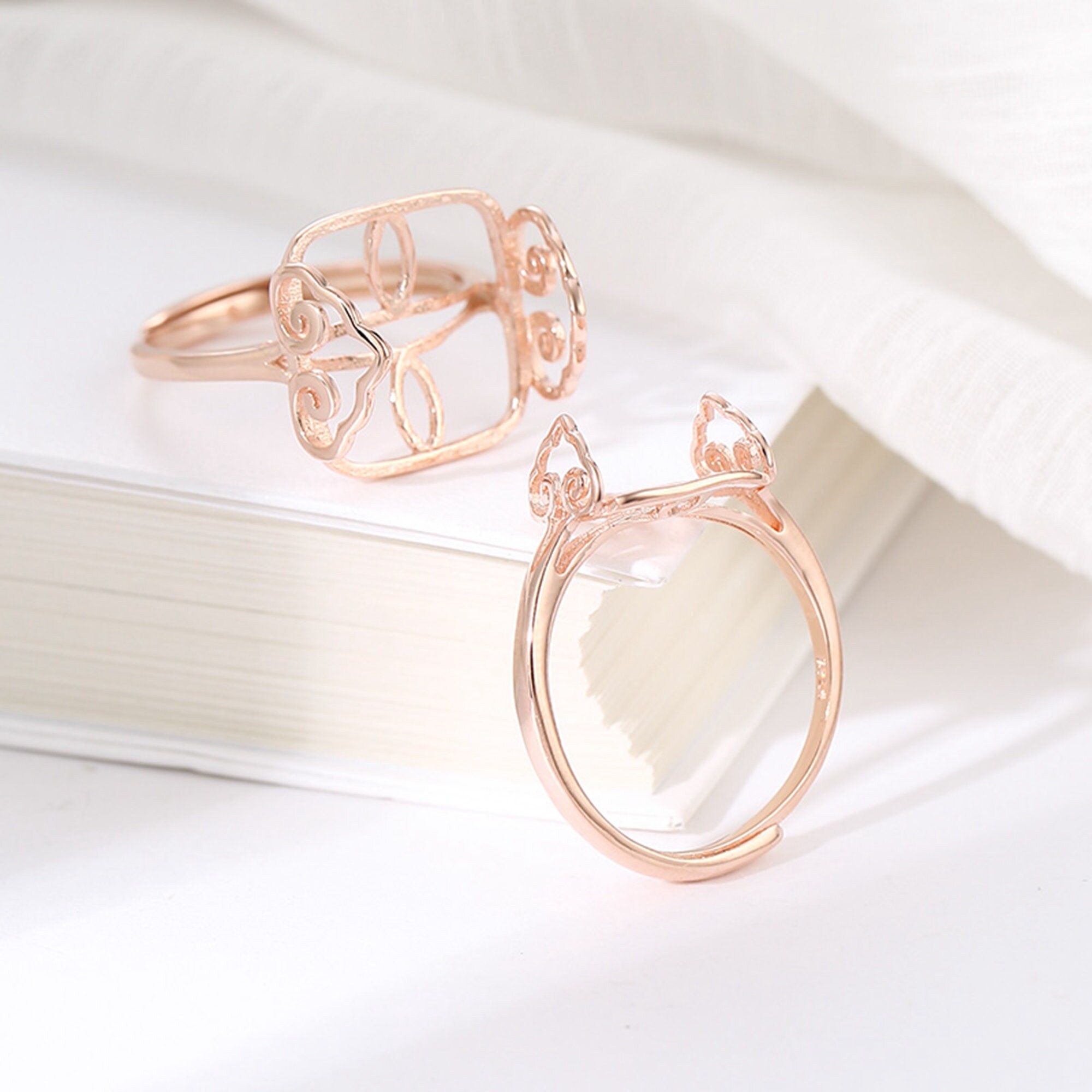 Sterling Silver Ring Setting S925 Silver Cloud Bezel Cup - Etsy