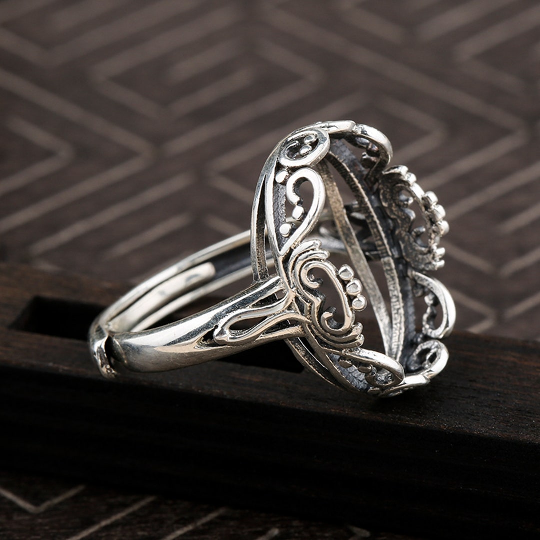 Sterling Silver Ring Setting S925 Silver Oval Bezel Cup - Etsy