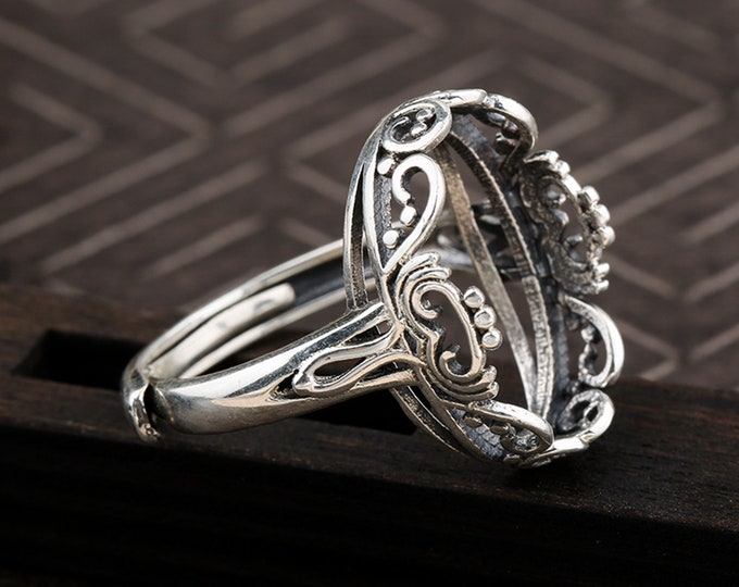 Sterling Silver Ring Setting S925 Silver Oval Bezel Cup - Etsy