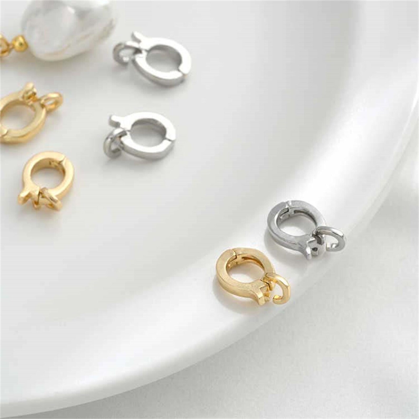 14K Gold Plated Oval Clasp, Push Gate Clasp for Jewelry Making Supplies ...