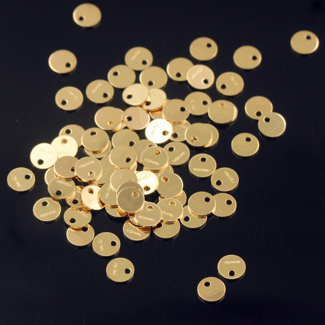 14K Gold Filled Round Quality Tags With Hole, Gold Filled Quality Tags ...