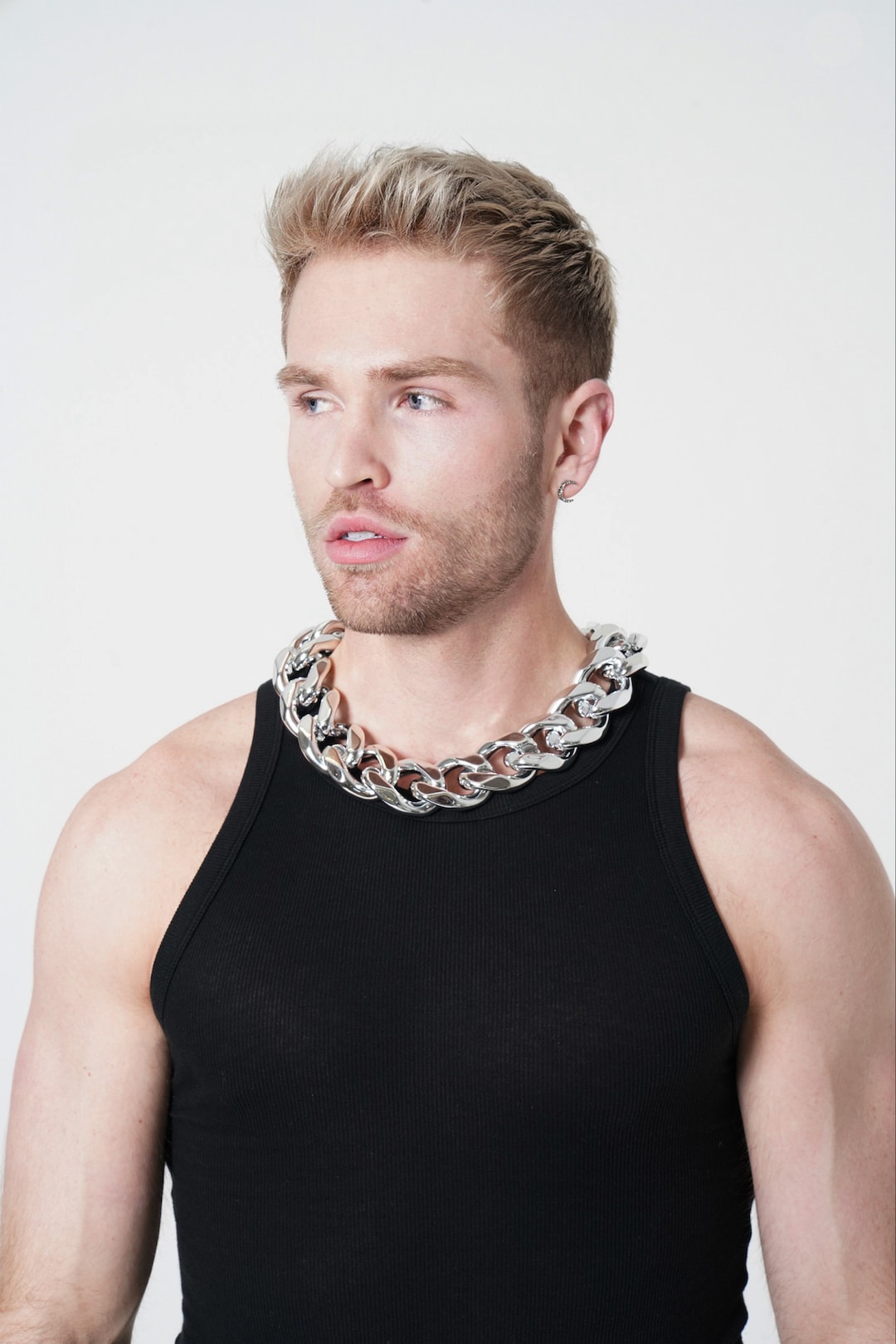 Mens Necklace - Silver Link Chain for Men - Mens Silver Choker Necklace ...