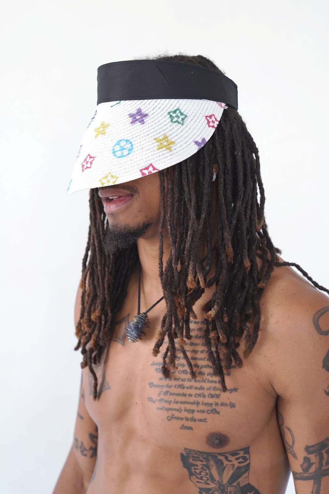 Designer Print White Multi Color Visor - Etsy