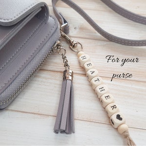 Name Tag Keychain, Wooden Bead Name, Personalized Gift, End of School ...