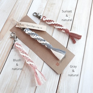 Twisted Macrame Keychain Personalized Keyring Name Key Chain Handmade ...