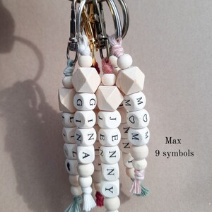 Name Tag, Wooden Bead Name, Personalized Gift, Name Keychain, Gifts for ...