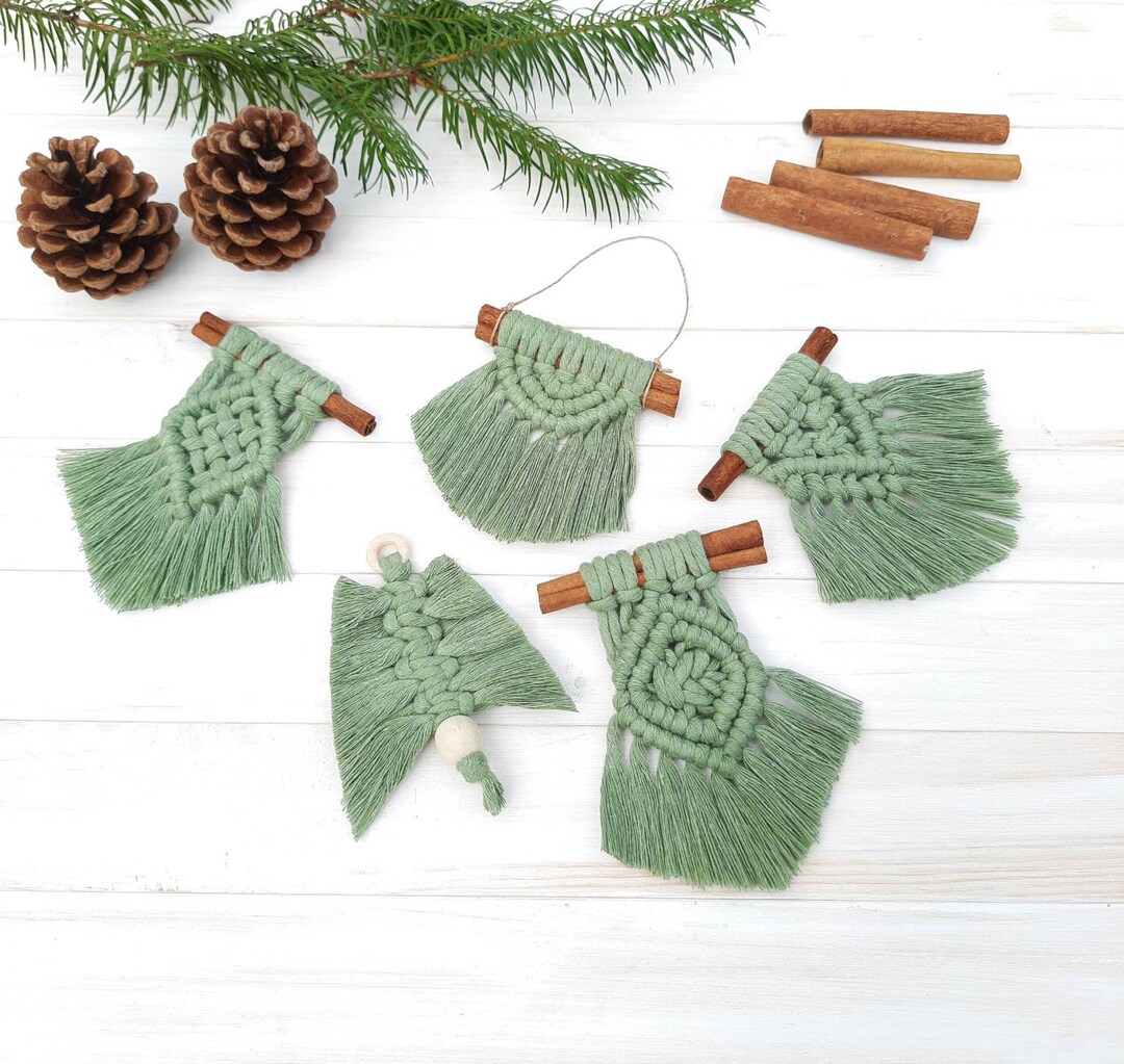 Sage Green Miniature Macrame | Christmas Tree Decor | Nordic Christmas ...