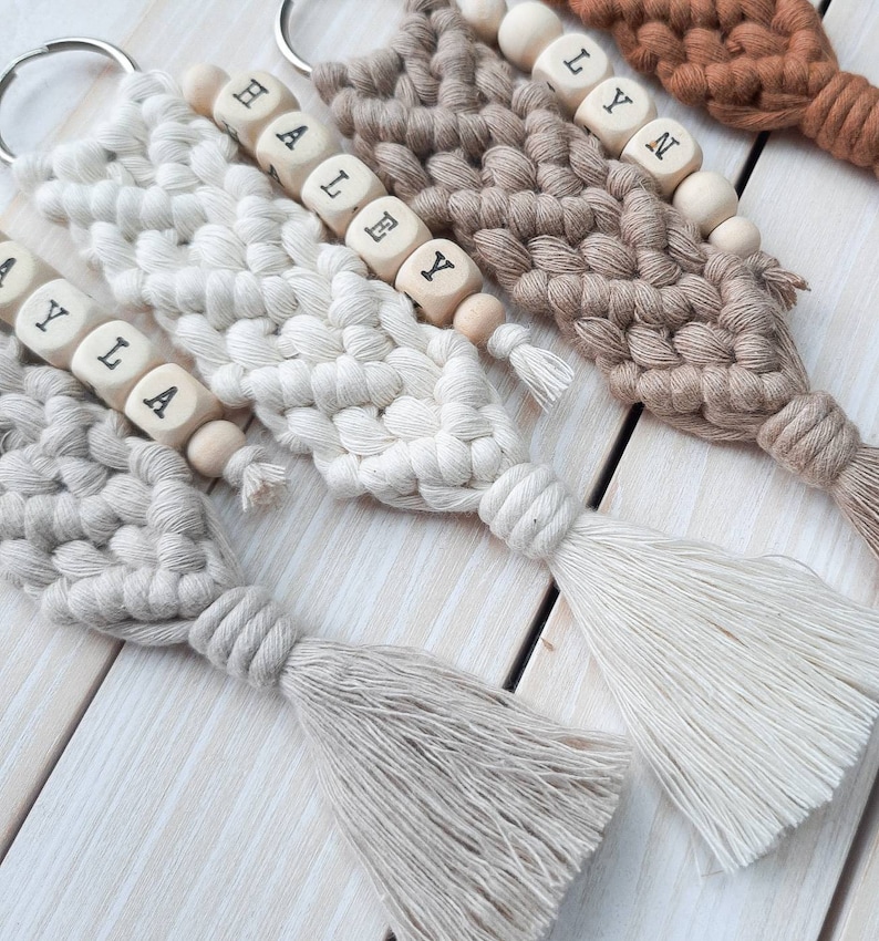 Macrame Keychain With Name Customized Keychain - Etsy
