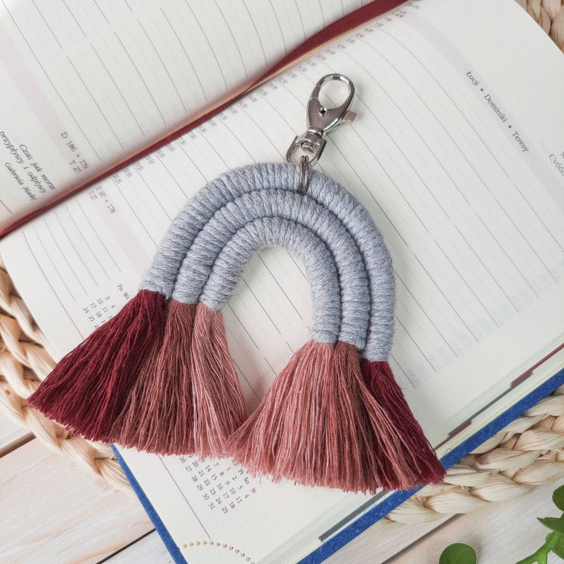 Macrame Rainbow Car Pendant Macrame Keychain Rainbow Decor Car - Etsy