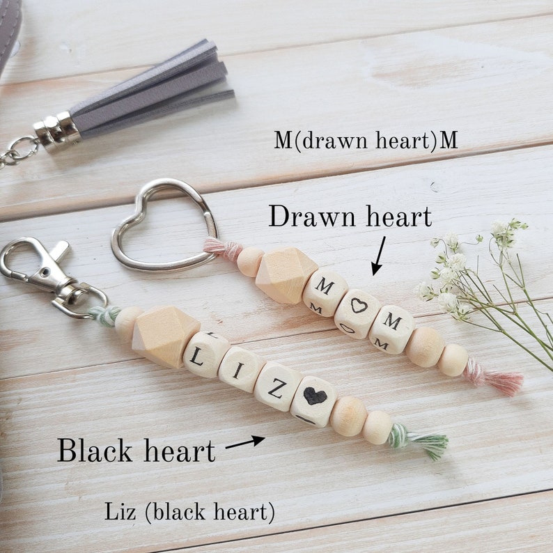Name Tag, Wooden Bead Name, Personalized Gift, Name Keychain, Gifts for ...