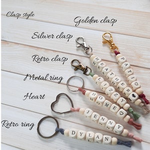 Name Tag Keychain, Wooden Bead Name, Personalized Gift, End of School ...