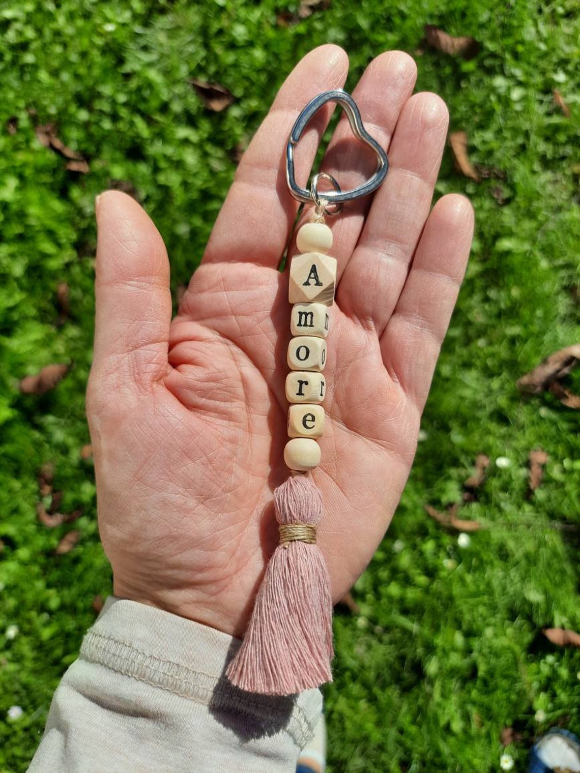 Custom Name Key Chain Wooden Beads Name Customized Keychain | Etsy