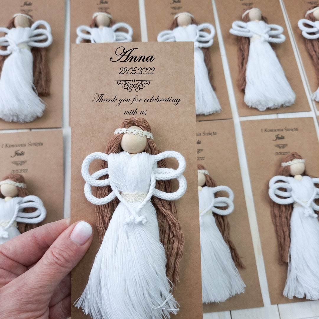Macrame Angel Personalised Favors | First Communion Gift | Baptism ...
