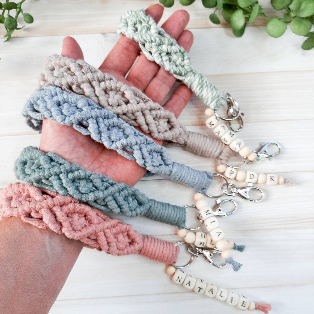 Custom Key Chains Macrame Wristlet Personalized Key Fob Cute Keychain ...