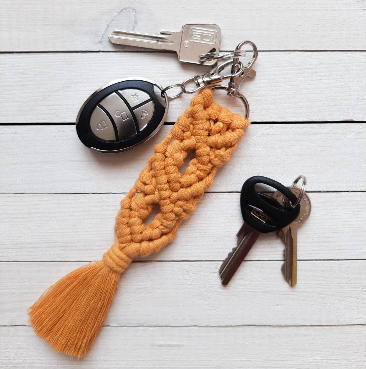 Macrame Keychain Car Key Chain Backpack Keychain Macrame Car | Etsy