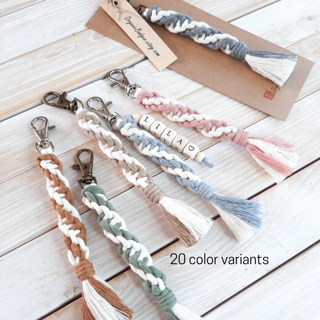 Twisted Macrame Keychain Personalized Keyring Name Key Chain Handmade ...