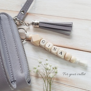 Name Tag, Wooden Bead Name, Personalized Gift, Name Keychain, Gifts for ...