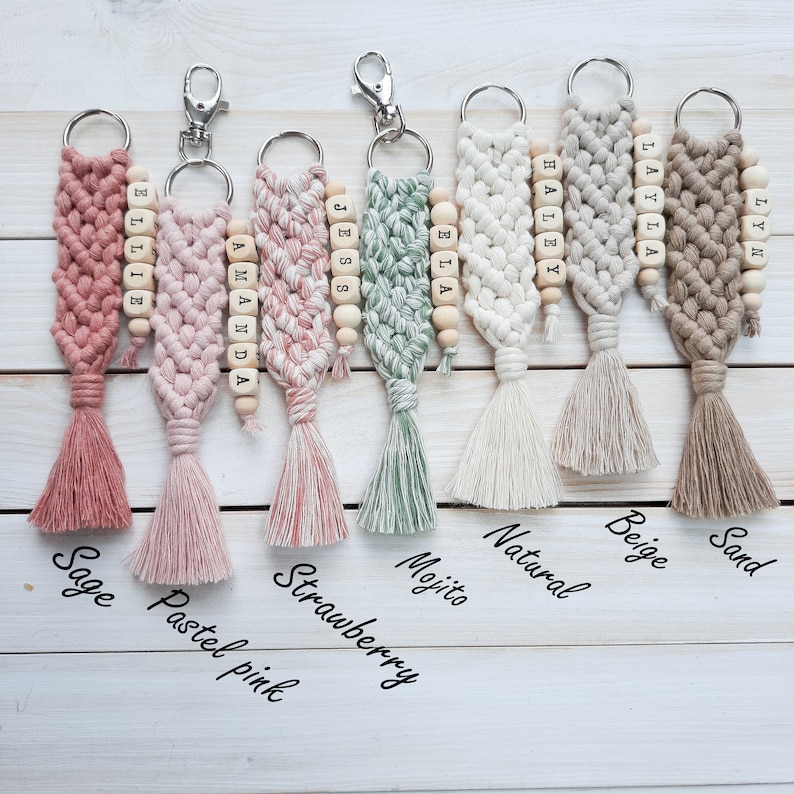 Macrame Keychain With Name Customized Keychain | Etsy