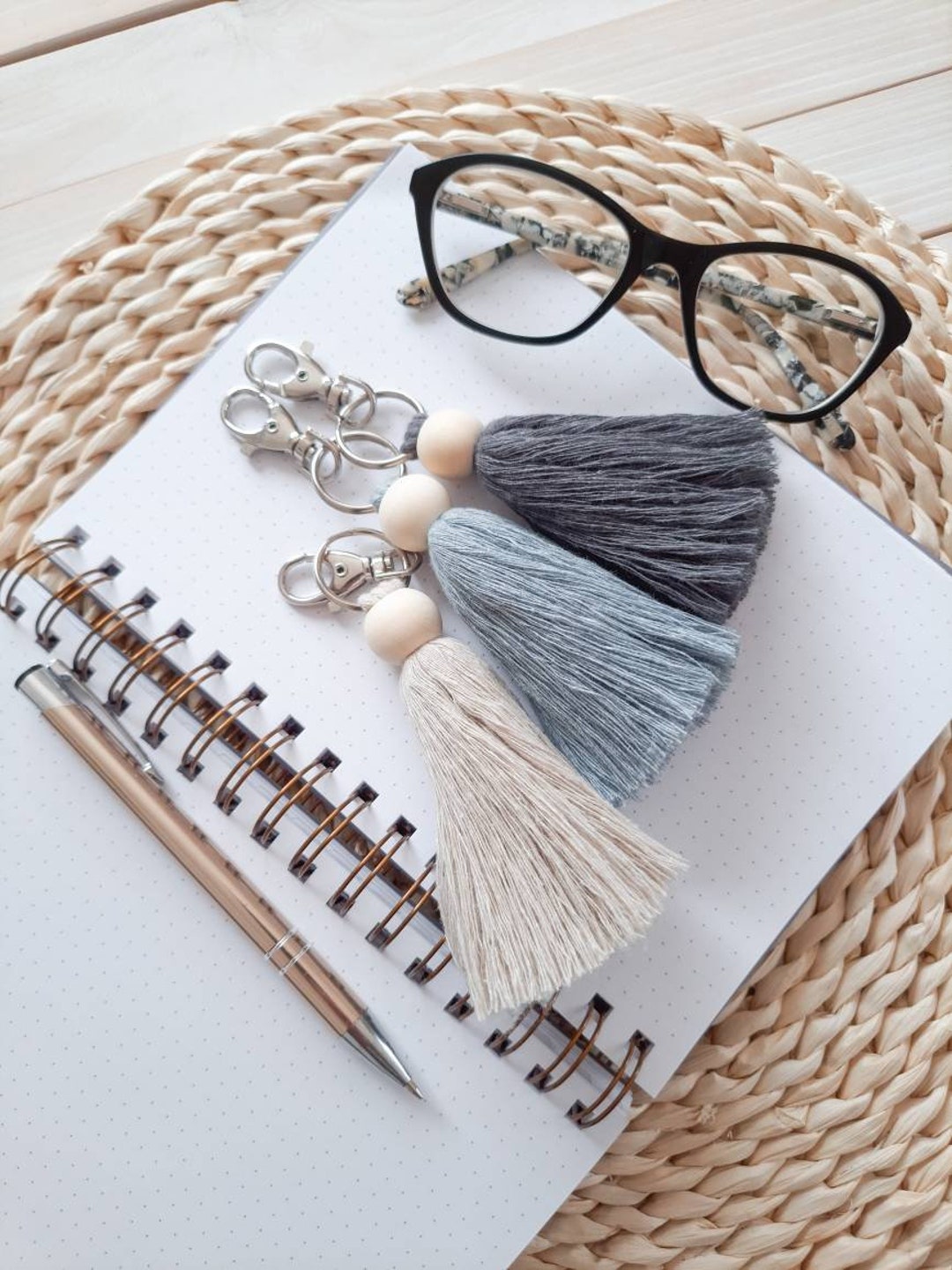Tassel Keychain Bag Charm Boho Car Accessories Key Clip Car Key Chain ...