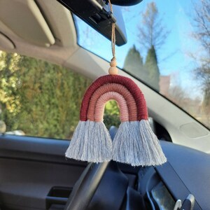 Macrame Rainbow Car Pendant Macrame Keychain Rainbow Decor Car ...