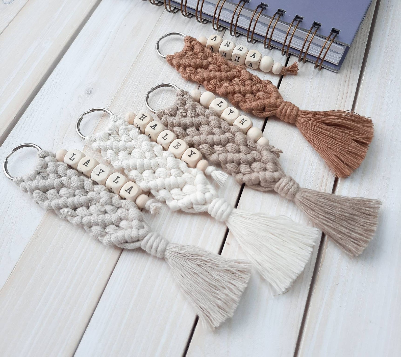 Macrame Keychain With Name Customized Keychain - Etsy