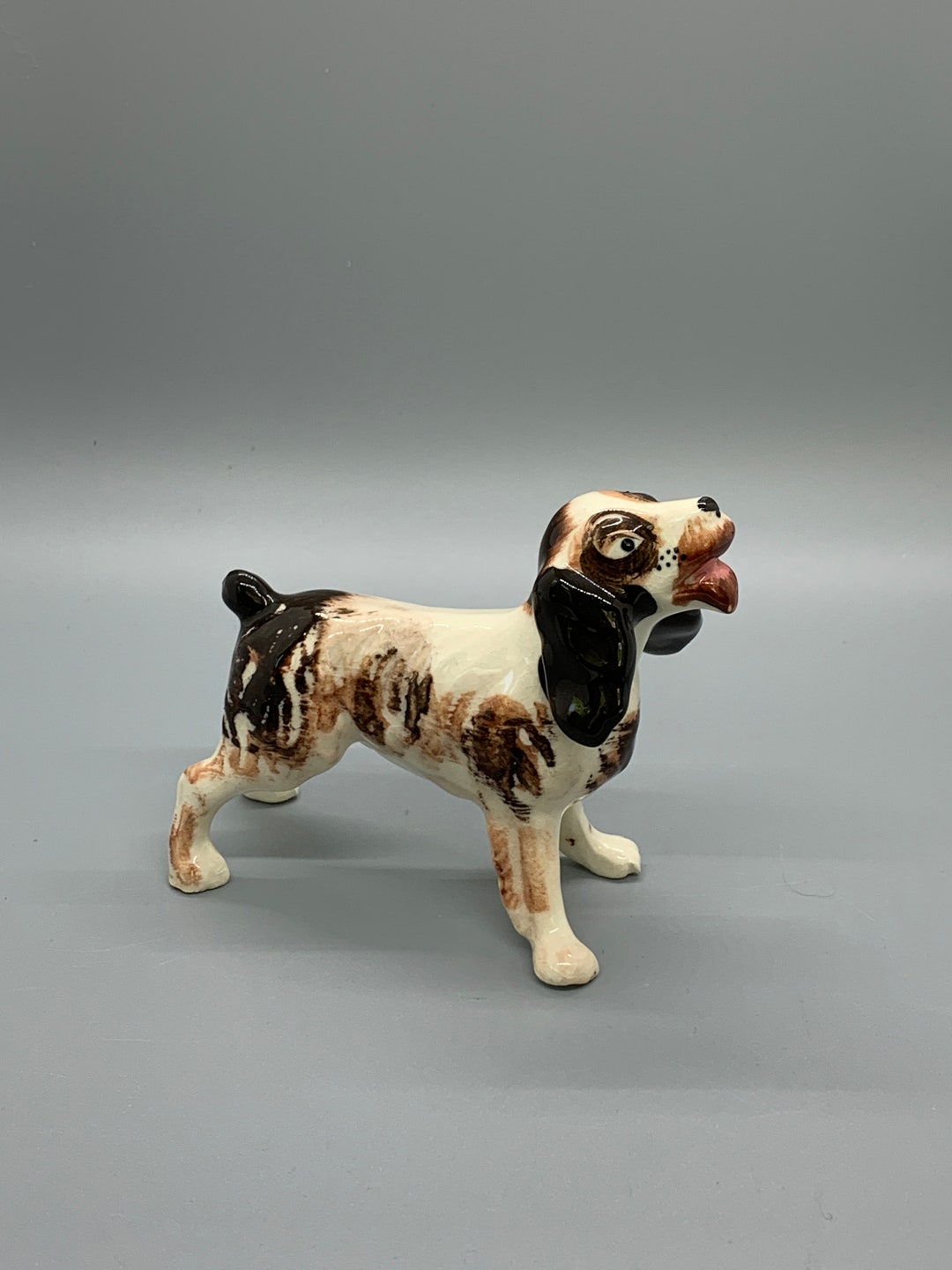 Vtg Springer Spaniel Dog Figurine - Ceramic - Brown / Tan / White - Tri ...