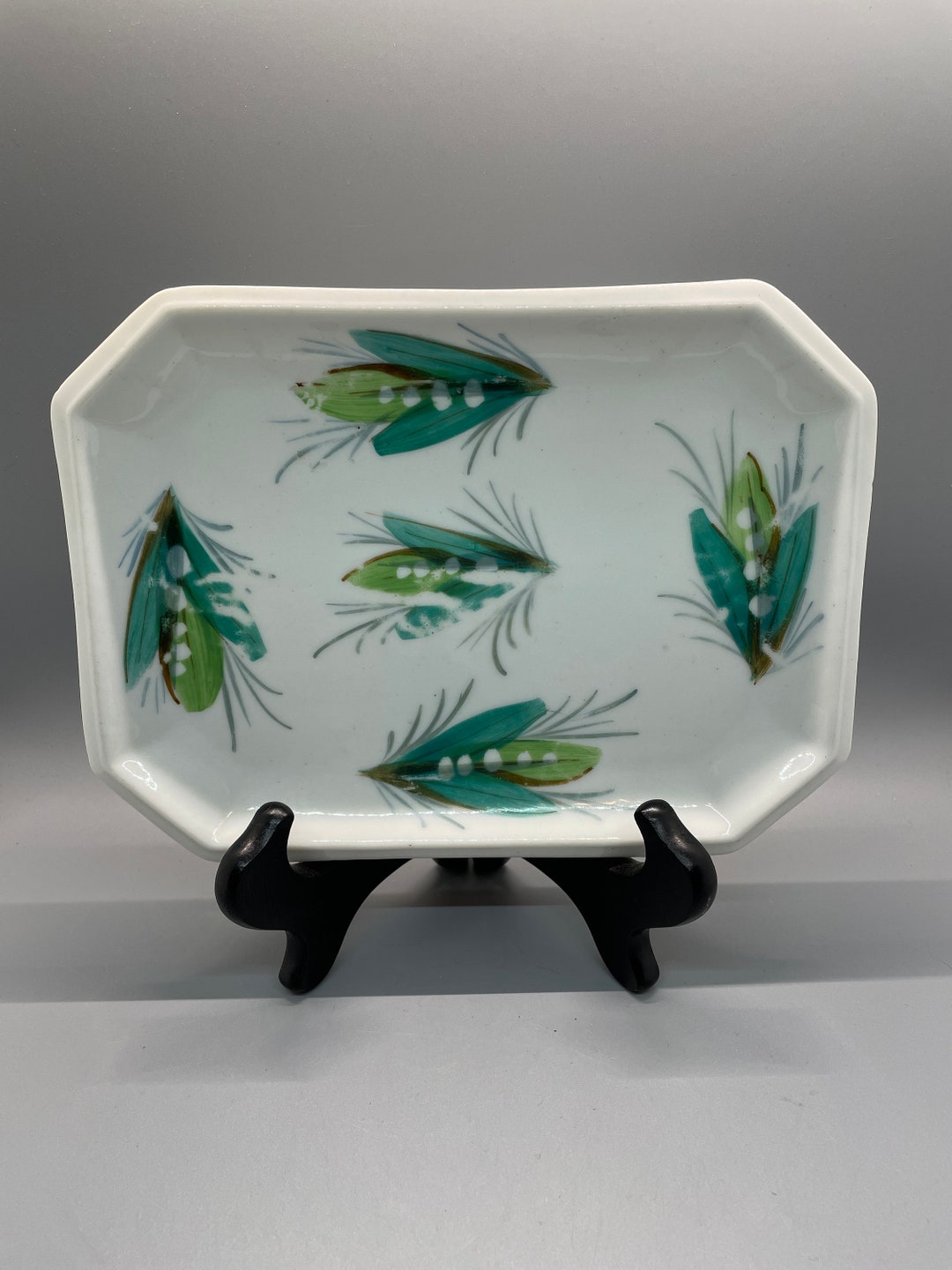 Vintage Fly Fishing Flies Ceramic Tray - Rectangular Dish - Vanity Dish ...