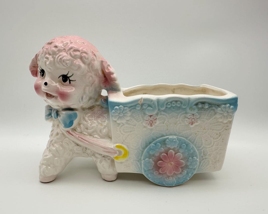 Vintage Ardco Ceramic Planter - Lamb Pulling Wagon - Perfect for ...