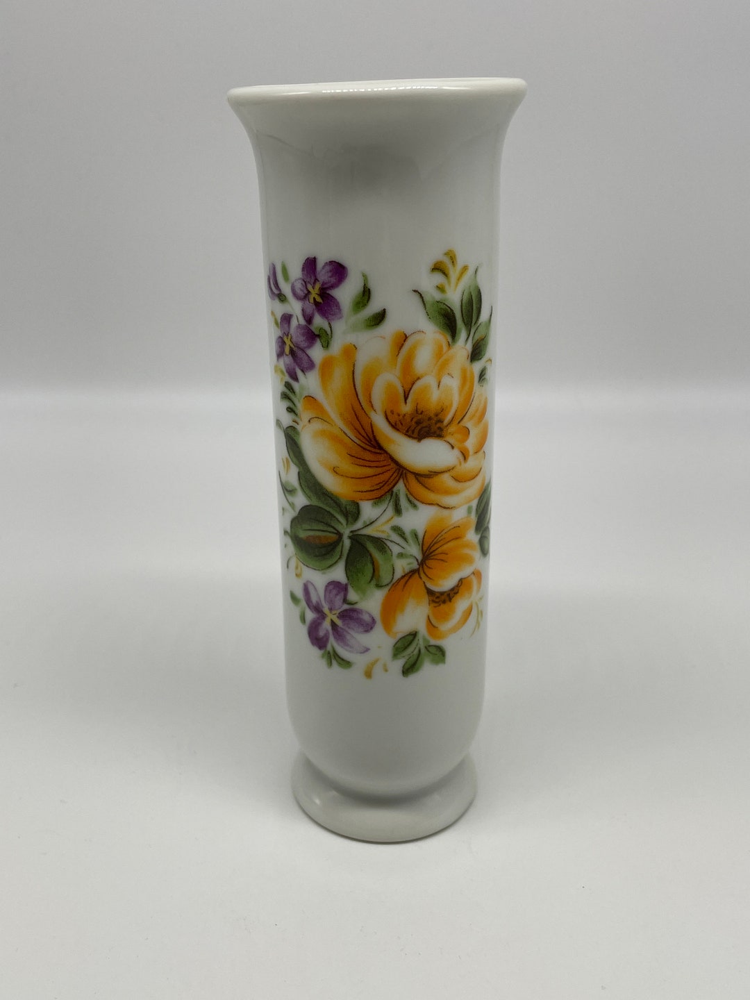 Vintage Inarco Ceramic Vase - Violets and Peony Motif on One Side ...