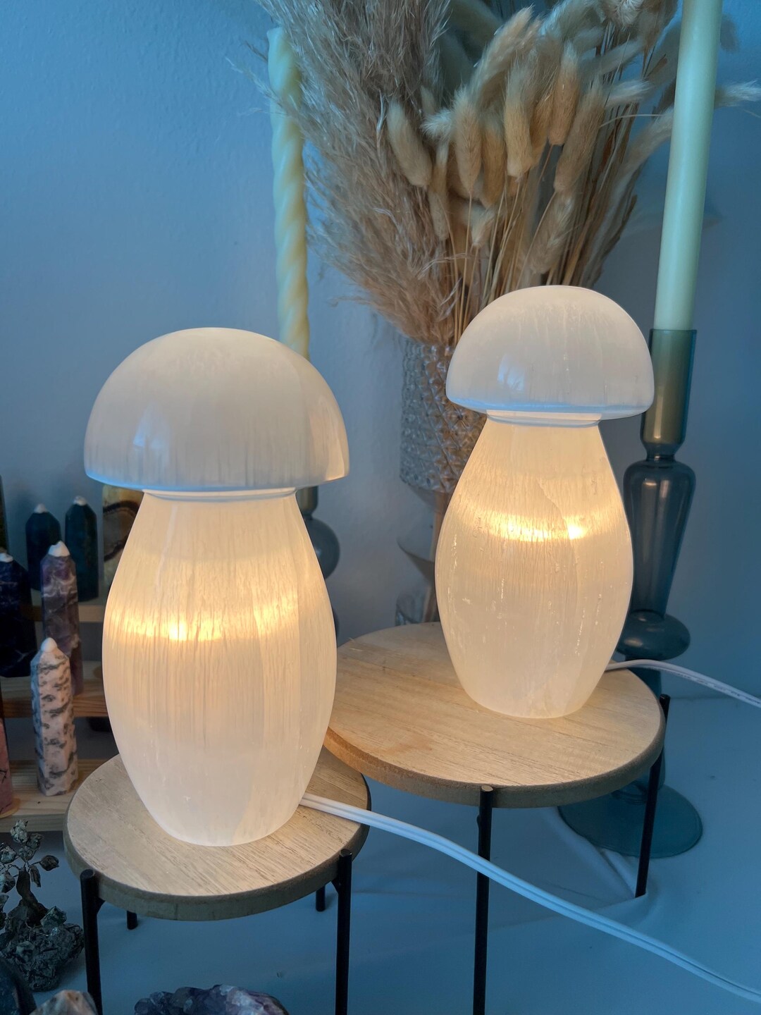 Satin Spar selenite Mushroom Lamp Crown Chakra Home Decor Gift Giving ...